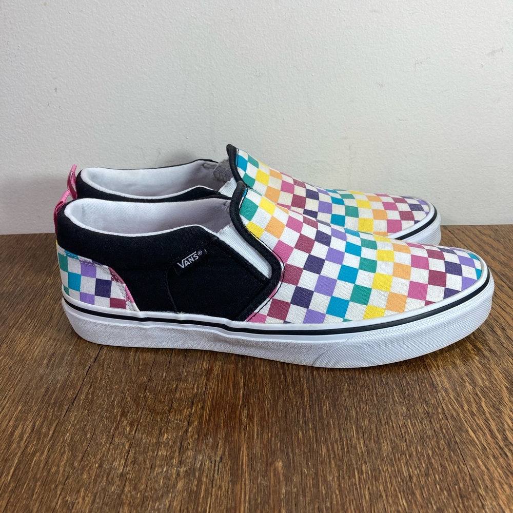 Vans Rainbow Checkerboard Slip On Size Missy (Youth) … - Gem